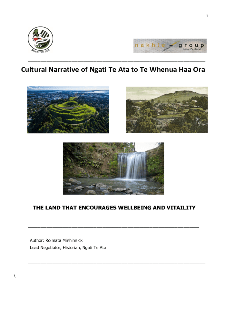Fillable Online Cultural Narrative of Ngati Te Ata to Te Whenua Haa Ora ...