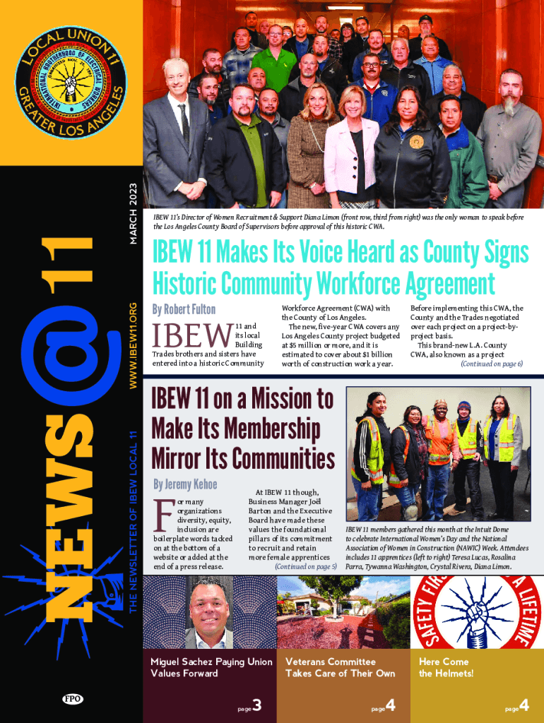 Fillable Online IBEW 11 Makes Its Voice Heard as County Signs Historic ...