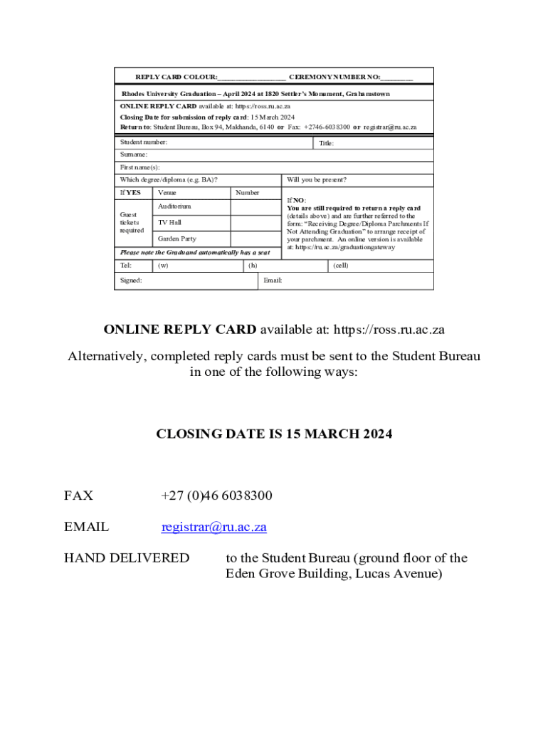 Fillable Online How should I return the reply card? Fax Email Print - pdfFiller