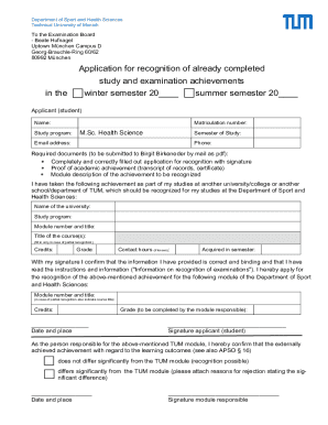 Fillable Online Enrollment - TUM Department of Sport and Health ...