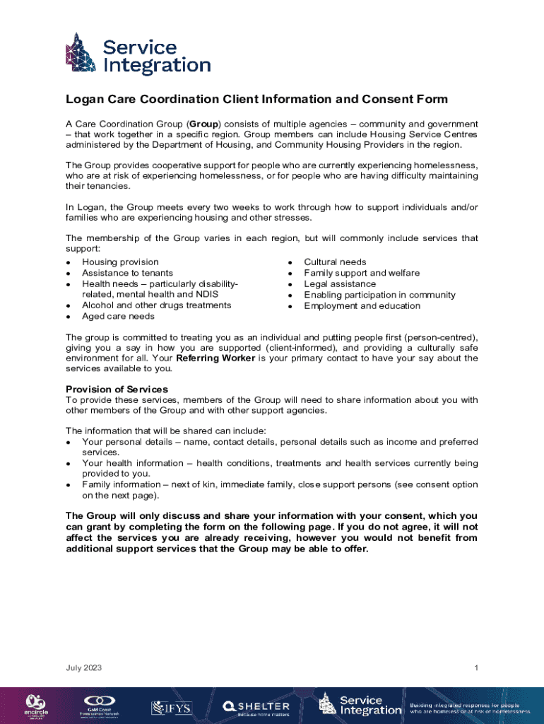 Fillable Online Logan Care Coordination Group Information and Consent ...