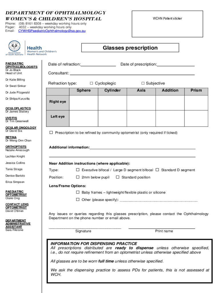 Fillable Online Services & Specialties Pediatric Ophthalmology Fax ...