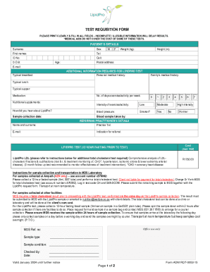 Fillable Online TEST REQUISITION FORMWellPro Fax Email Print - pdfFiller