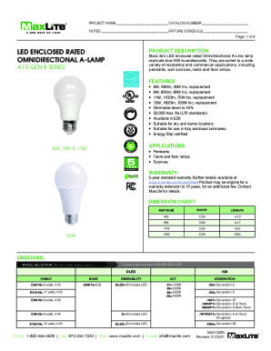 Fillable Online 19 Watt (125 Watt Equivalent) Omni A21 LED Light Bulb Fax Email Print - pdfFiller