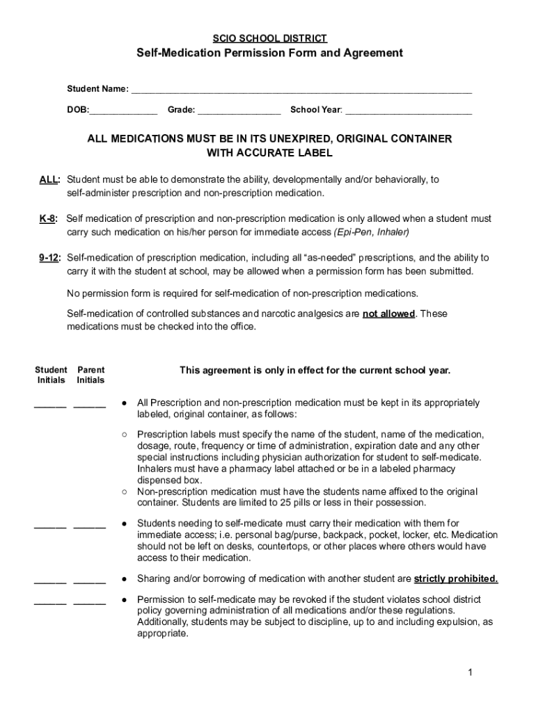 Fillable Online Self-Medication Agreement Fax Email Print - pdfFiller