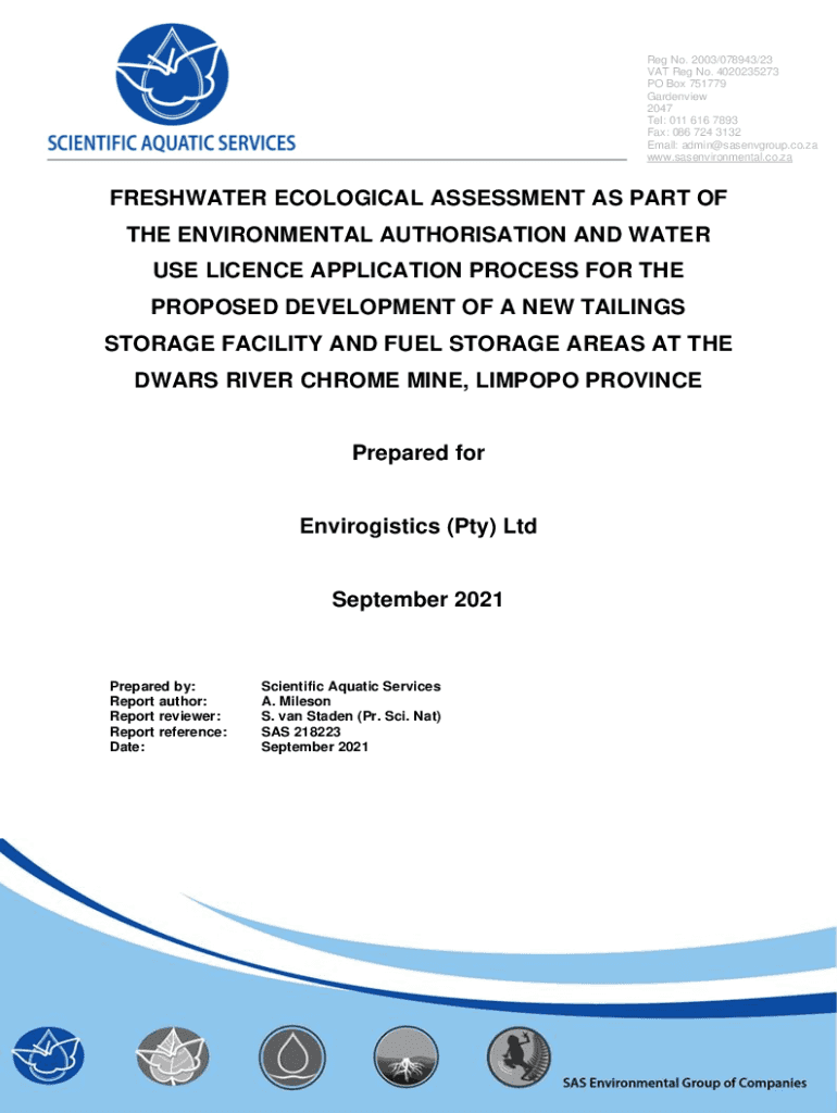 Fillable Online Fillable Online freshwater ecological assessment as part of the .. ... Fax Email ...