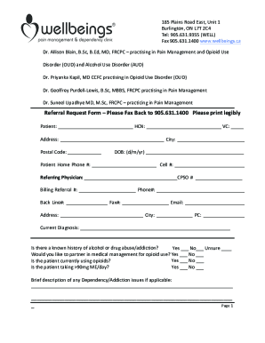 Fillable Online Referral Request FormPlease Fax Back to 905.631.1400 ...