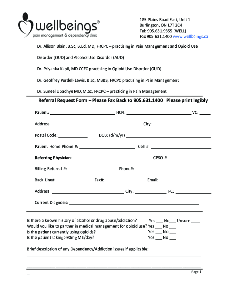 Fillable Online Referral Request FormPlease Fax Back to 905.631.1400 ... Fax Email Print - pdfFiller
