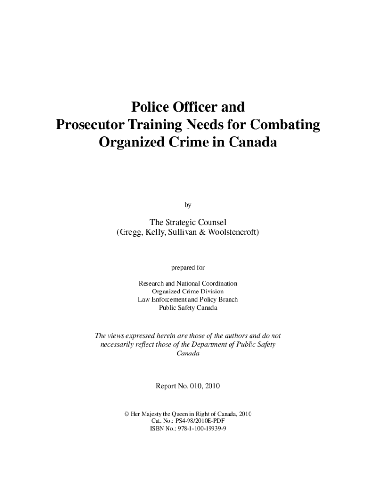 Fillable Online publications gc Police officer and prosecutor training needs for combating ...