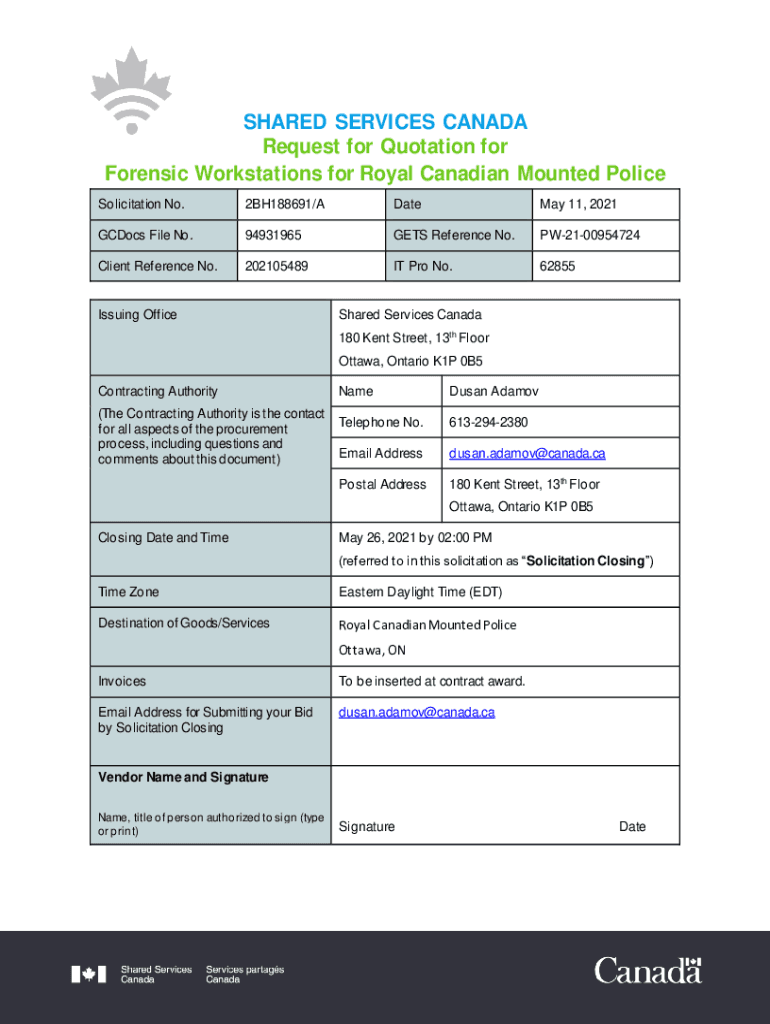Fillable Online Forensic Workstations for the Royal Canadian Mounted Police Fax Email Print ...