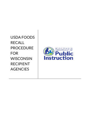 Fillable Online dpi state wi USDA FOODS RECALL PROCEDURE FOR WISCONSIN ...