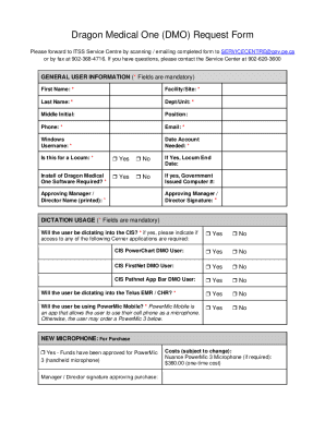Fillable Online Dragon Medical One (DMO) Request Form - Health PEI ...
