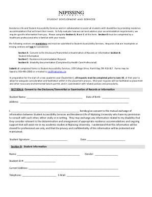 Fillable Online Residence Accommodation Form. Residence Fax Email Print ...