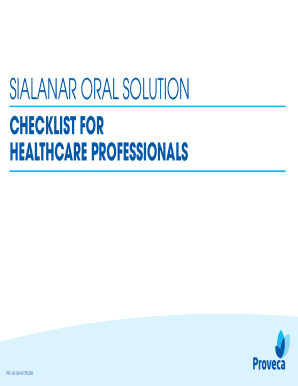Fillable Online sialanar oral solution - checklist for healthcare ...