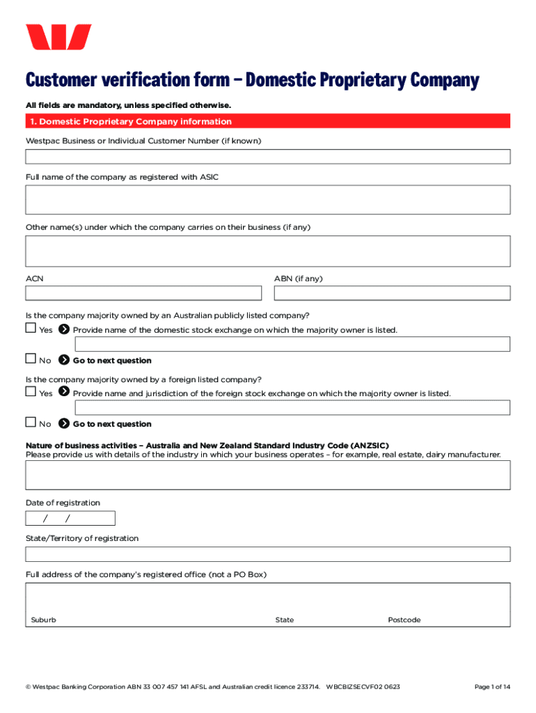 Fillable Online Customer Verification FormDomestic Public Company ...