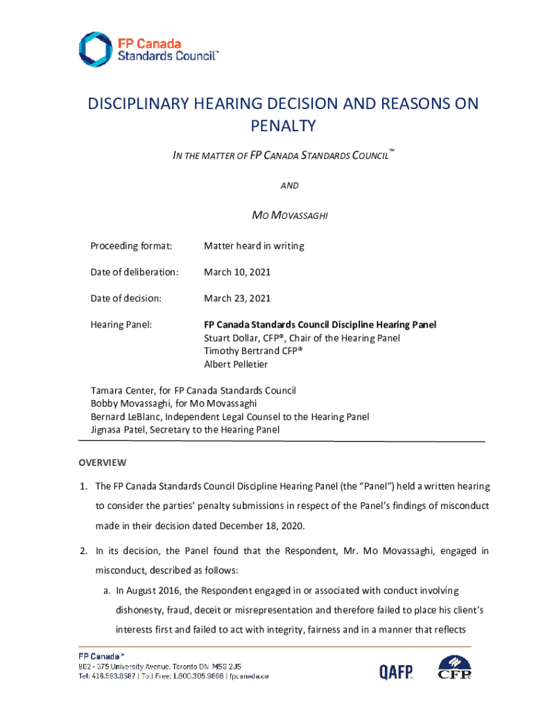 Fillable Online MFDA sets dates for Hearing on the Merits in the matter ...