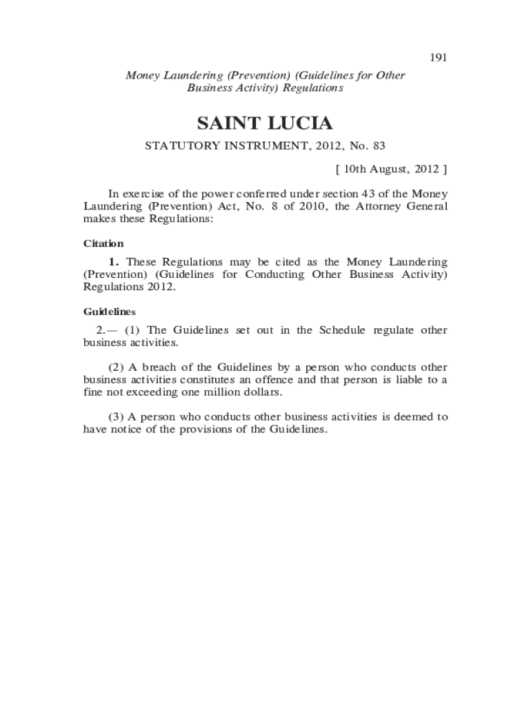 Fillable Online Saint Lucia's measures to combat money laundering and ...