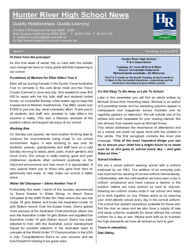 Fillable Online Hunter River High School News Fax Email Print - pdfFiller