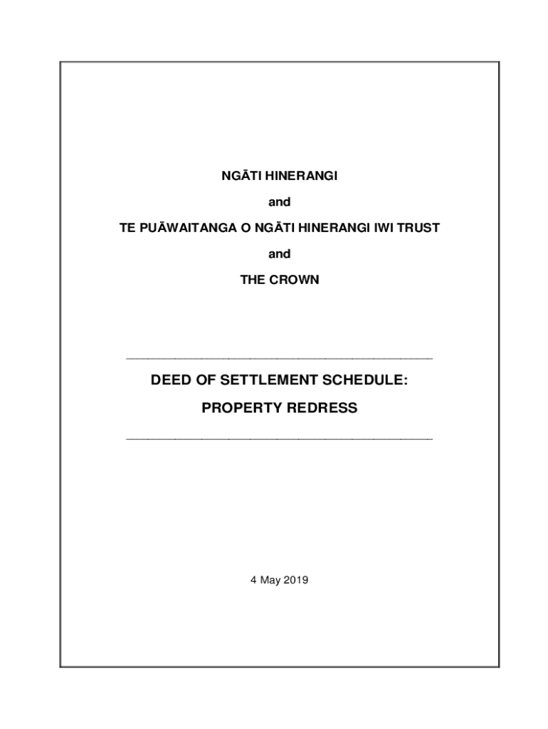 Fillable Online Ngati Hinerangi Deed of Settlement Schedule: Property ... Fax Email Print ...