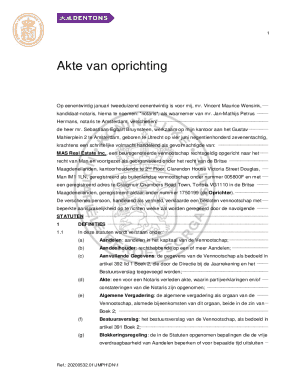 Invulbaar Online Akte van oprichting Fax Email Afdrukken - pdfFiller