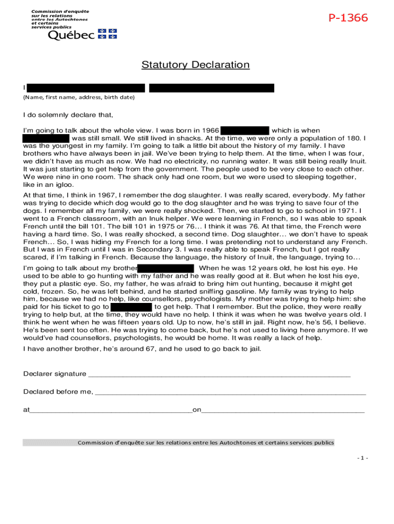 Fillable Online STATUTORY DECLARATION from family friends - I made a ...