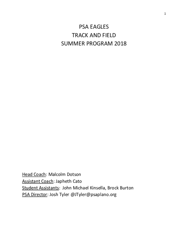Fillable Online PSA EAGLES TRACK AND FIELD SUMMER PROGRAM ... Fax Email Print - pdfFiller