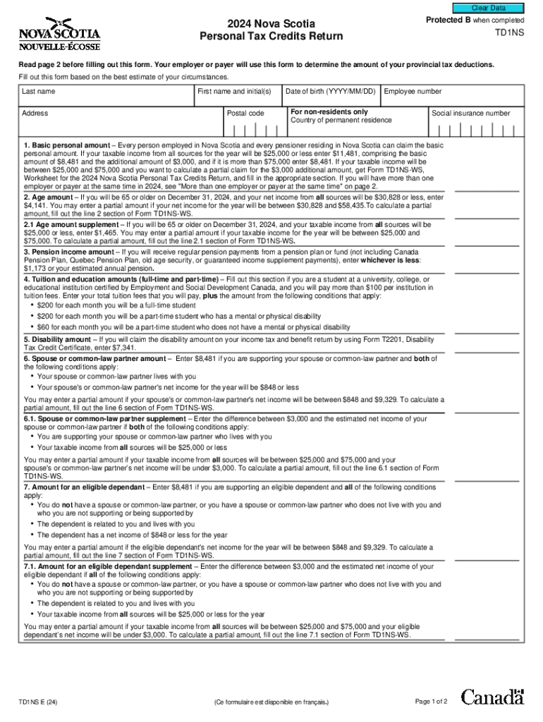 Fillable Online HOW TO: Fill-in a Nova Scotia TD1 Form *2023* - YouTube Fax Email Print - pdfFiller