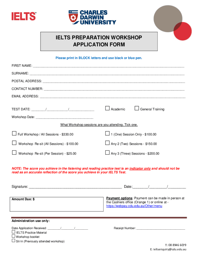 Fillable Online IELTS PREPARATION WORKSHOP Fax Email Print - pdfFiller