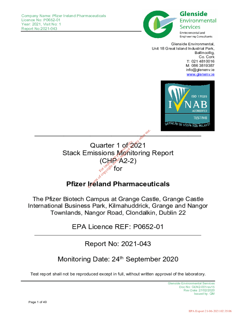 Fillable Online Pfizer Ireland Pharmaceuticals IE Licence Review ...