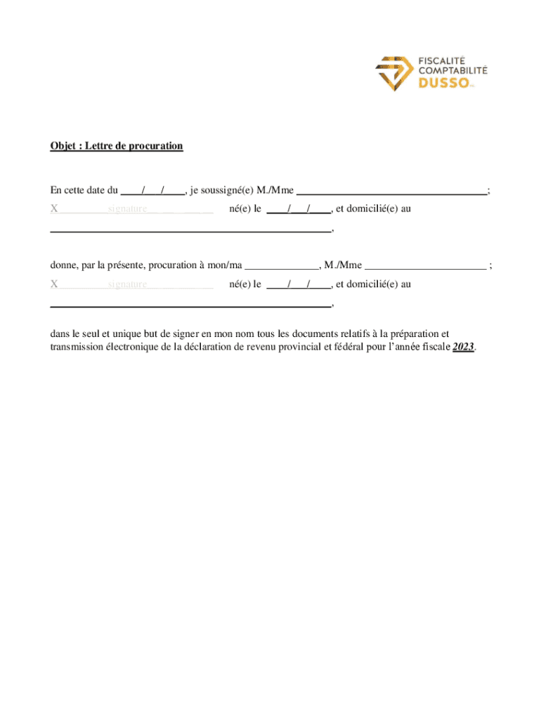 Remplissable En Ligne Objet : Lettre de procuration Fax Email Imprimer ...
