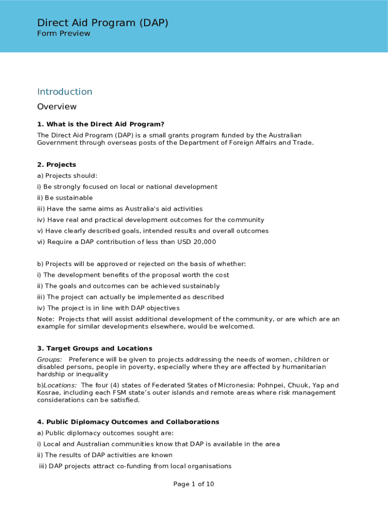 Fillable Online Direct Aid Program (DAP)Kolkata Fax Email Print - pdfFiller