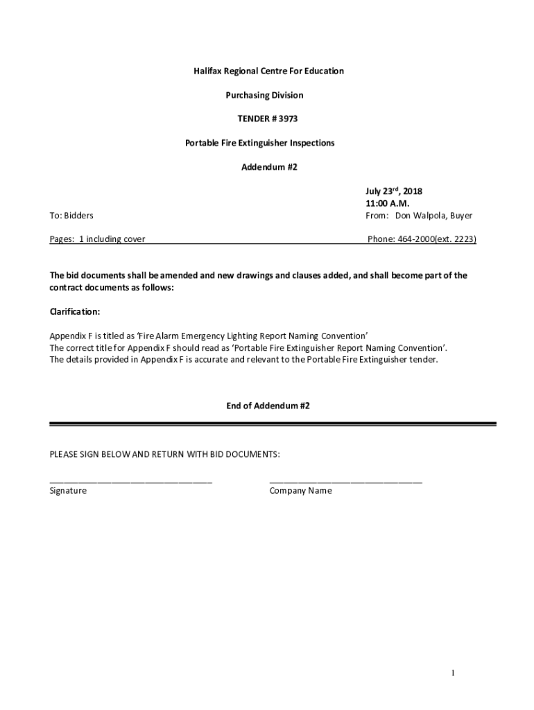 Fillable Online Portable Fire Extinguisher Inspections - Tender Notice ...