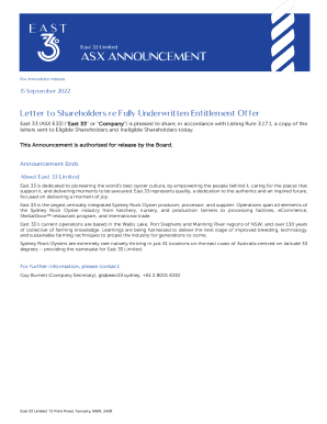Fillable Online Letter to Shareholders re Underwritten Entitlement ...