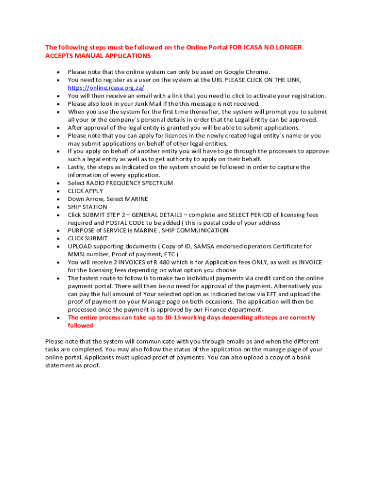 Fillable Online Icasa no longer accepts manual ship station license ...