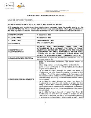 Fillable Online jhbproperty co What is the RFQ (Request for Quotation) in Procurement? Fax Email ...