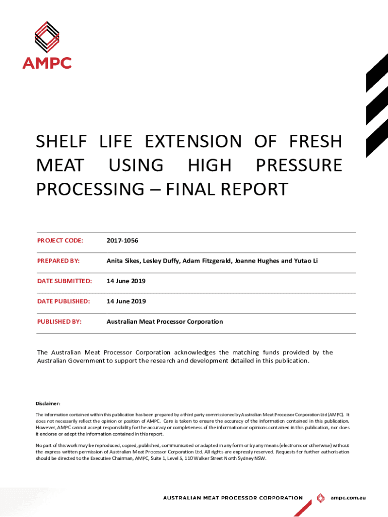 Fillable Online Shelf-life extension of fresh meat products using high ...