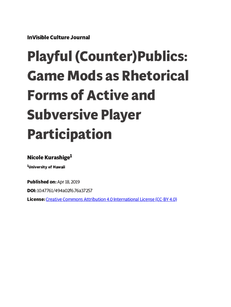 Fillable Online Playful (Counter)Publics: Game Mods as Rhetorical Forms of Active ... Fax Email ...