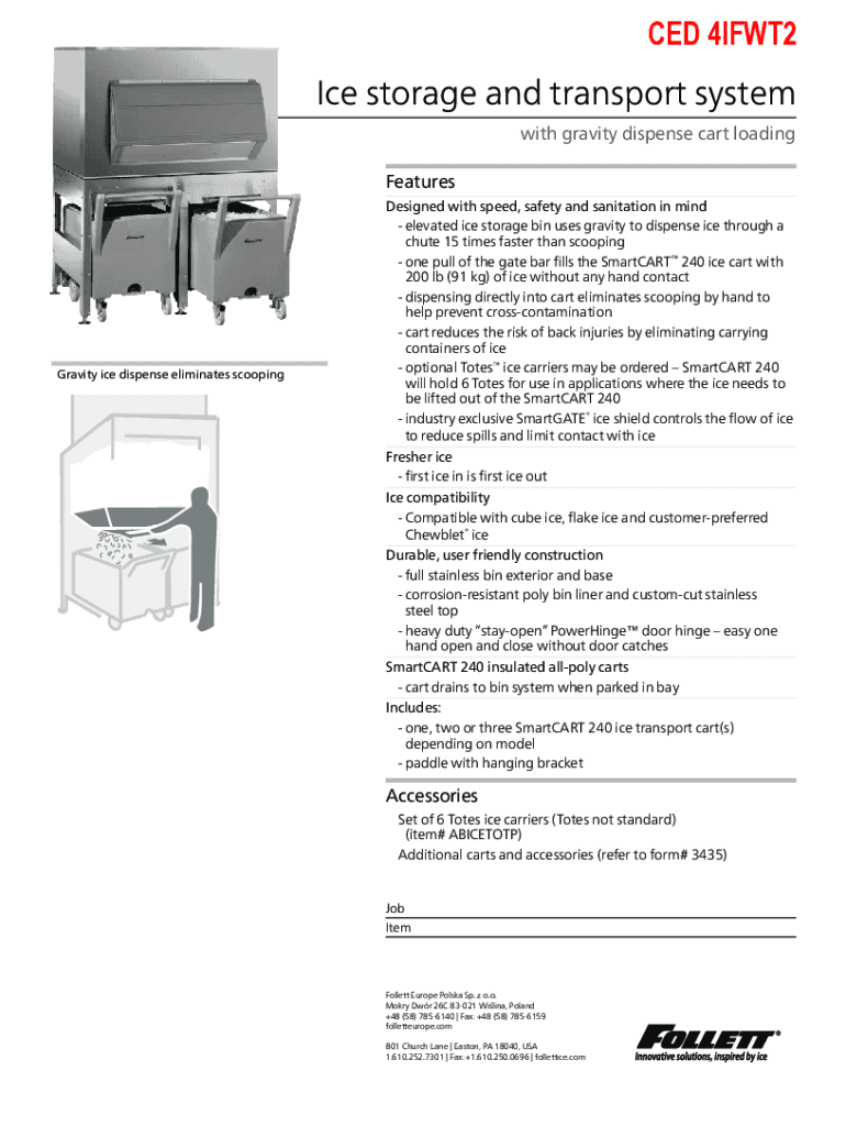 Fillable Online Follett Ice Storage Bin 652 lbs Capcity and Transport ...