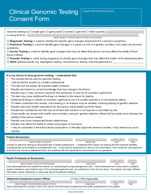 Fillable Online Clinical Genomic Testing Consent Form Fax Email Print ...