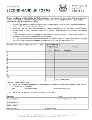Fillable Online Second-Hand-Uniform-Consignment-Form- ... Fax Email ...