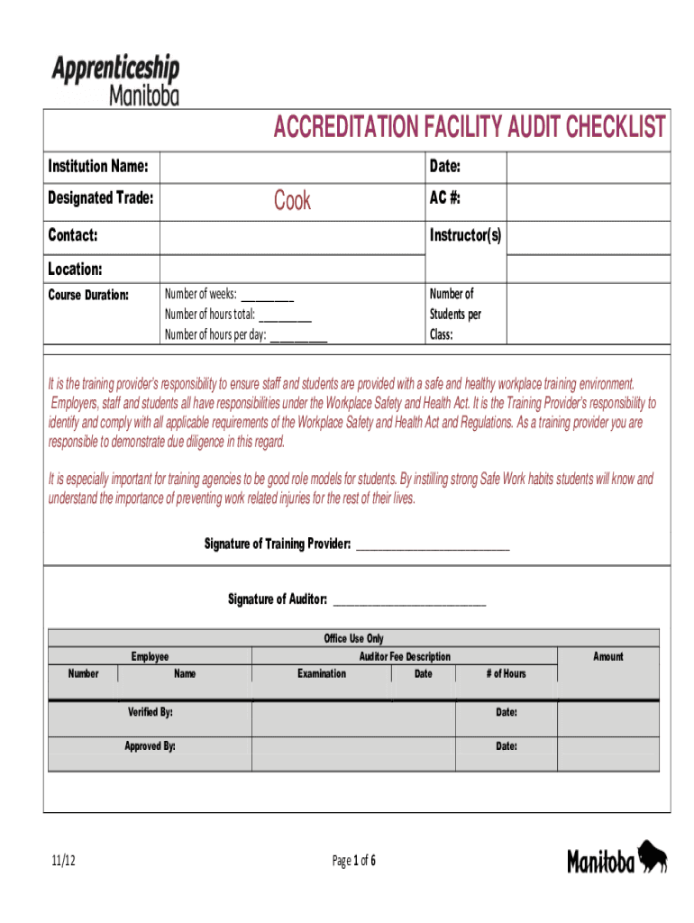 Fillable Online Compliance Audit Checklist - Accreditation Fax Email ...