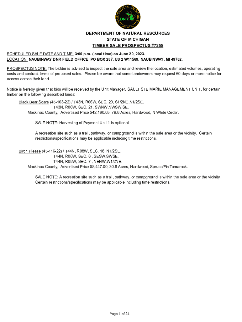 Fillable Online 7255 Prospectus.pdf - Department of Natural Resources ...