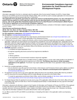 Fillable Online Environmental Compliance Approval -Application for ...
