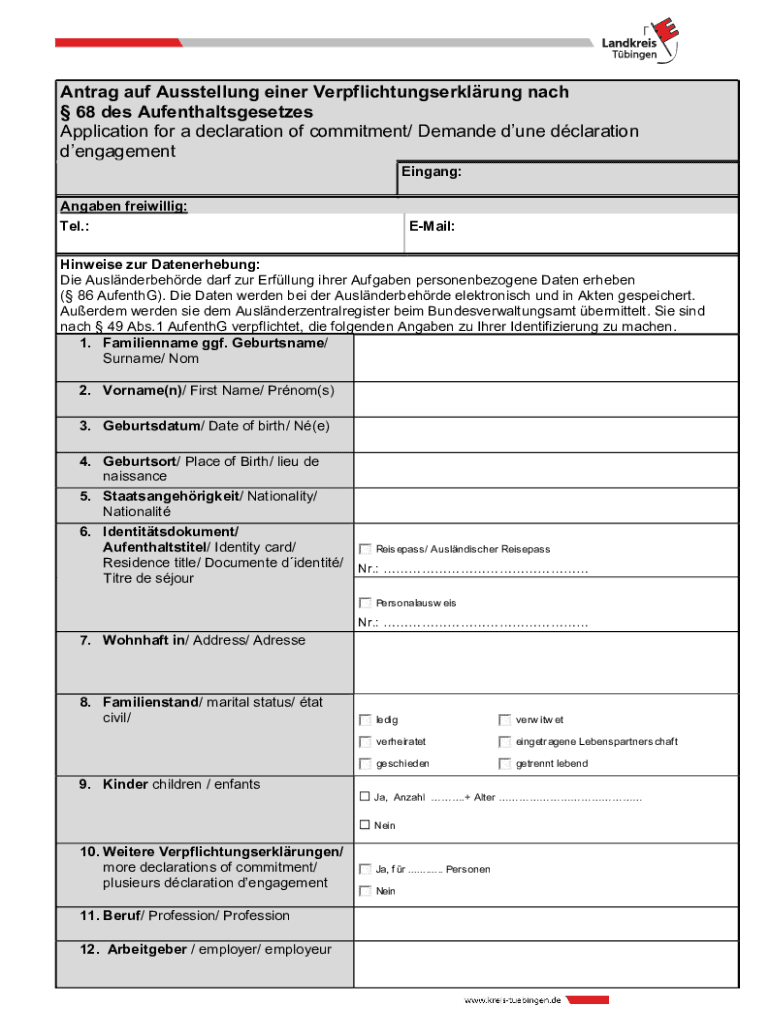Ausfüllbar Online Letter of Commitment for Germany Visa Fax Email ...