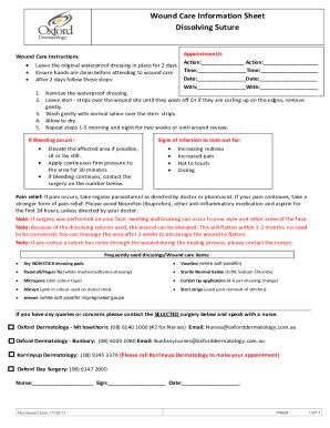 Fillable Online Wound Care Information Sheet Dissolving Suture Fax ...