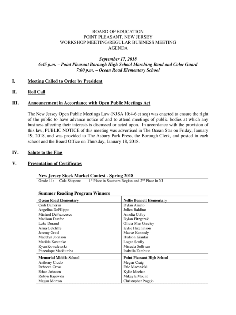 Fillable Online Point Pleasant Borough High School Marching Band and ...