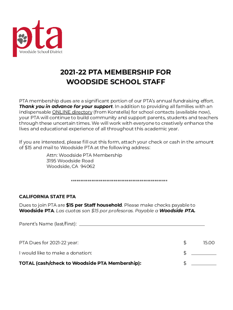 Fillable Online PTA 101: The Basics - Northeast Elementary School PTA ...