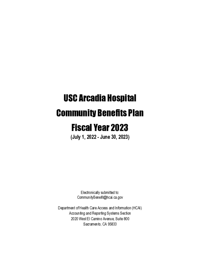 Fillable Online Methodist Hospital Community Benefits Plan First 6 ...