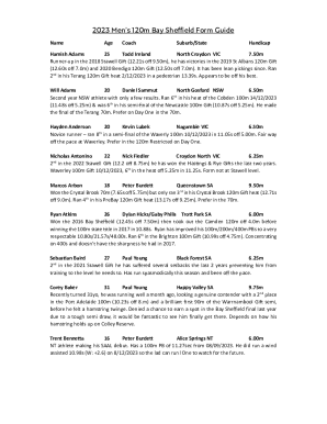 Fillable Online 2023 Men's 120m Bay Sheffield Form Guide Fax Email ...
