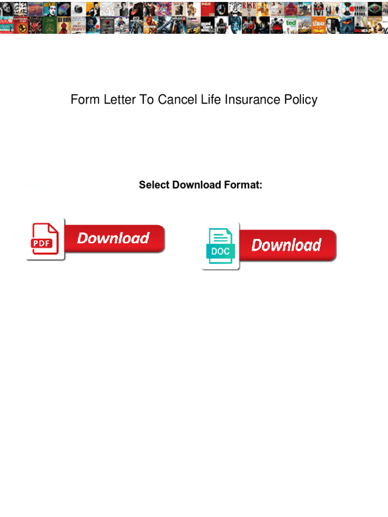 Fillable Online Form Letter To Cancel Life Insurance Policy. Form ...